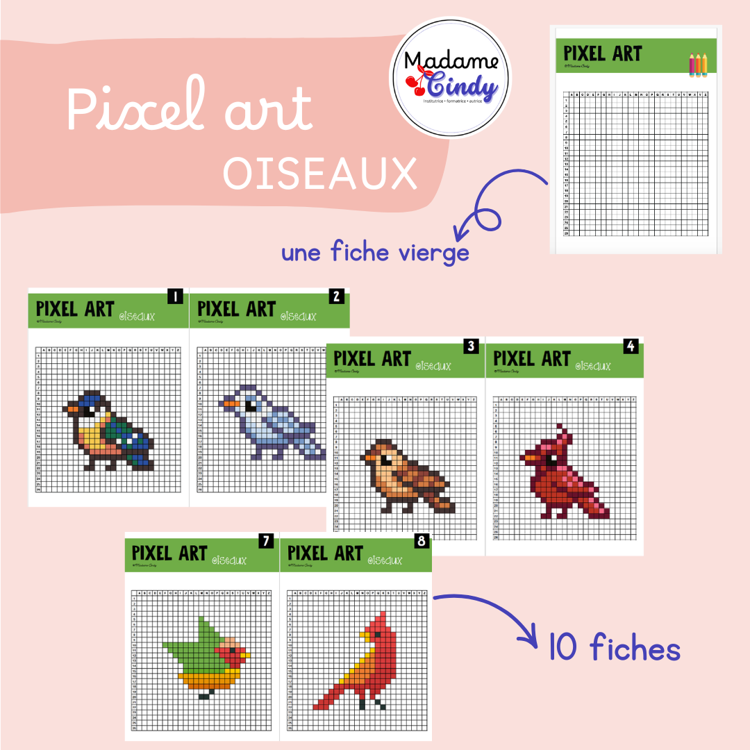 Pixel art - Oiseaux – Madame Cindy